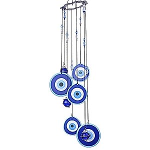 Blue Evil Eye Hanging Decoration Ornament Metal Wind Chimes for Home Garden Decoration (Evil Eyes)