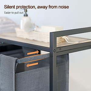 AMHANCIBLE Night Stand Set 2, Small Nightstand with Charging Station, Laundry Hamper with 2 Section