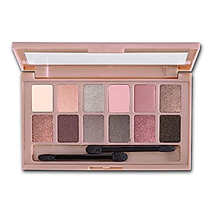 Maybelline The Blushed Nudes Eyeshadow Palette, Includes 12 Pigmented Shades and 2 Double Ended Eye Makeup Applicators, 1 Count