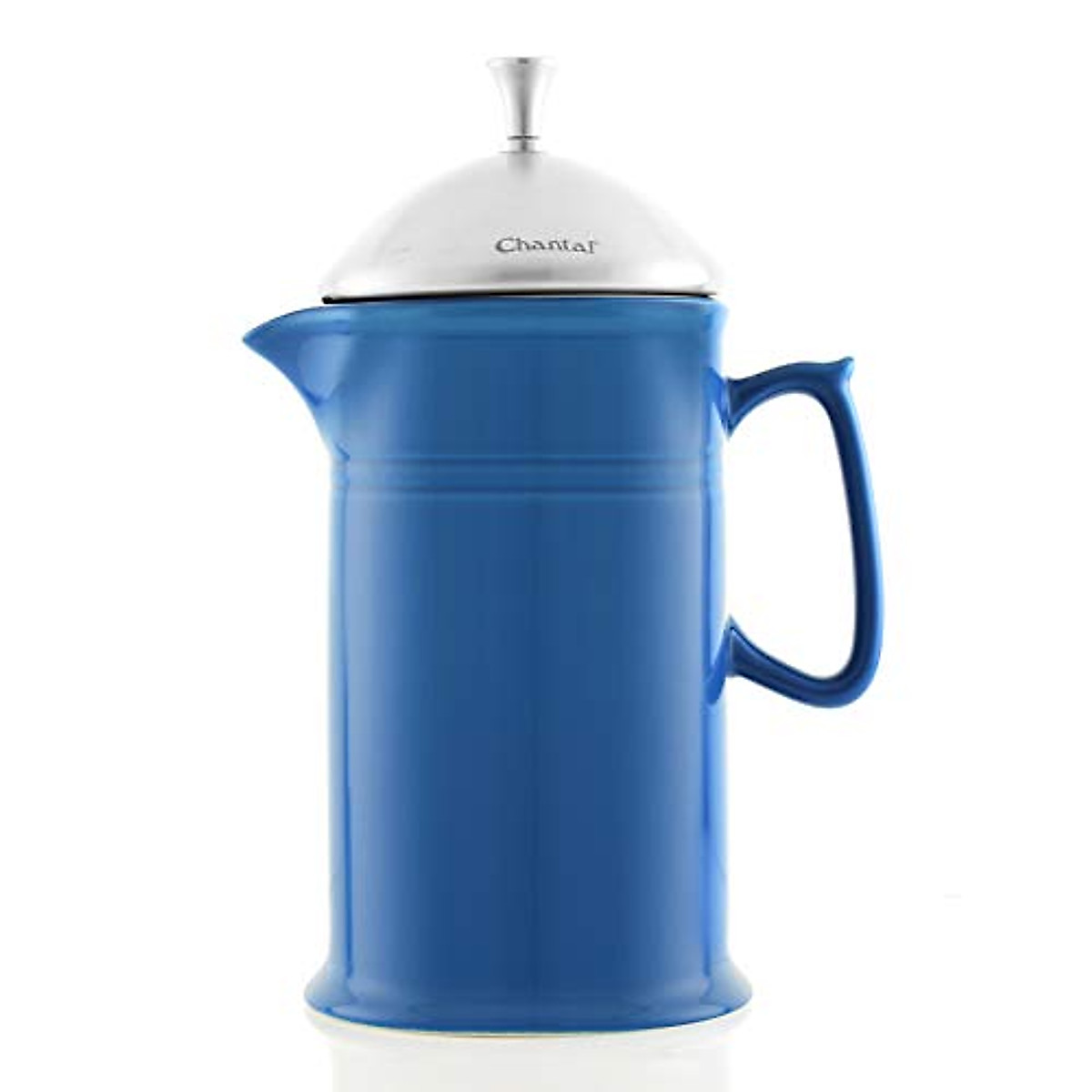 Chantal Stoneware French Press with Stainless Steel Plunger and Lid, 28 ounce capacity, Blue Cove
