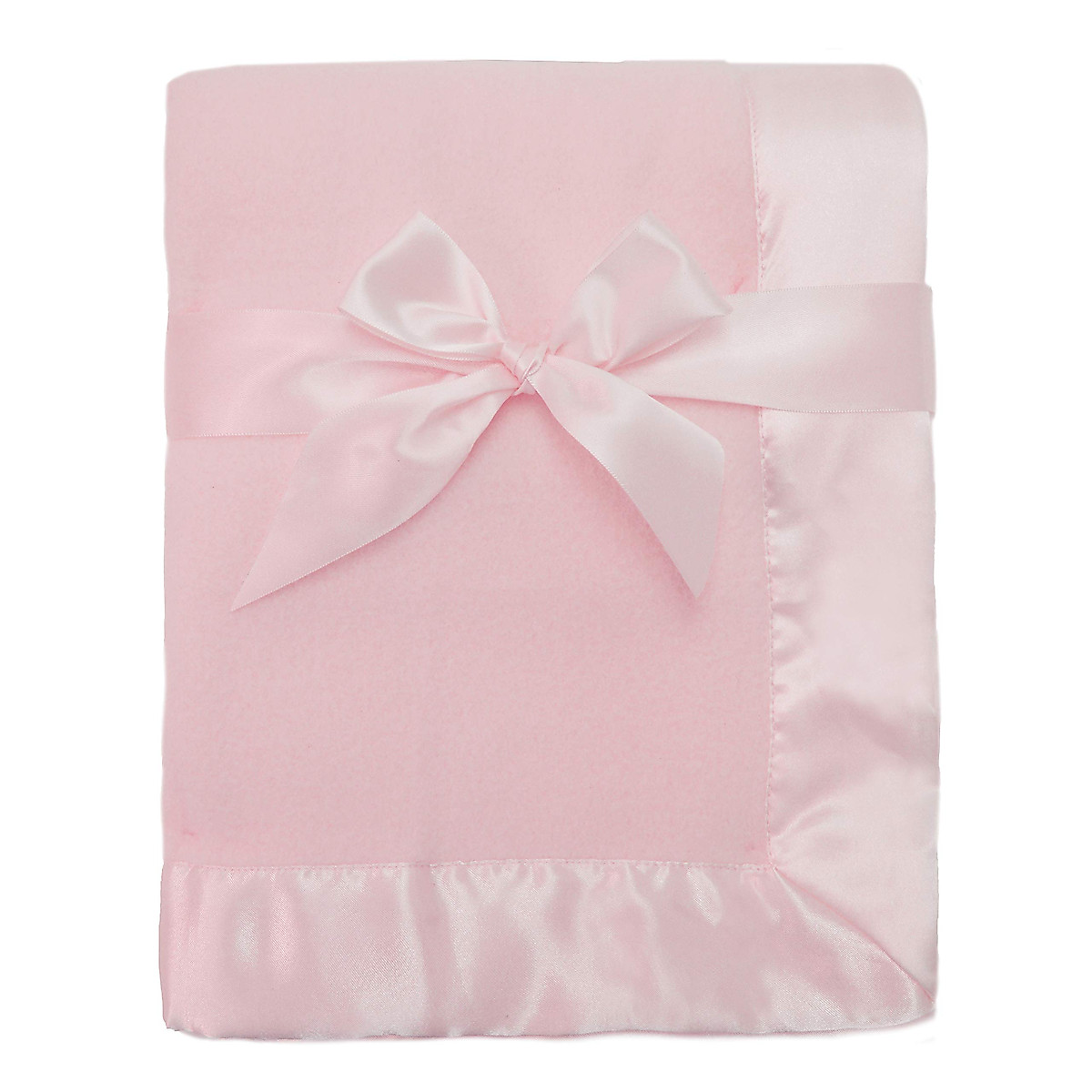 American Baby Company Fleece Blanket with Silk-Like Satin Trim, Soft, Warm & Cozy, Pink, 30" x 40" for Boys and Girls, Perfect for Baby Carrier, Stroller, Travel and Gifting