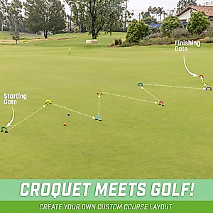 GoSports Putt-Thru Croquet Putting Game - Includes 9 Gates, 4 Golf Balls and Tote Bag - Play at Home, the Office or On the Green!