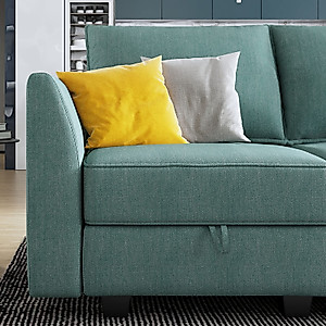 HONBAY Convertible U Shaped Modular Sofa Sectional Modular Couch with Chaise Oversized Sofa Sleeper Couch for Large Living Room,Aqua Blue