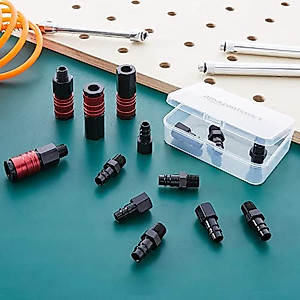 Amazon Basics High Flow Air Coupler and Plug Kit - 1/4-Inch NPT Fittings - 14-Piece