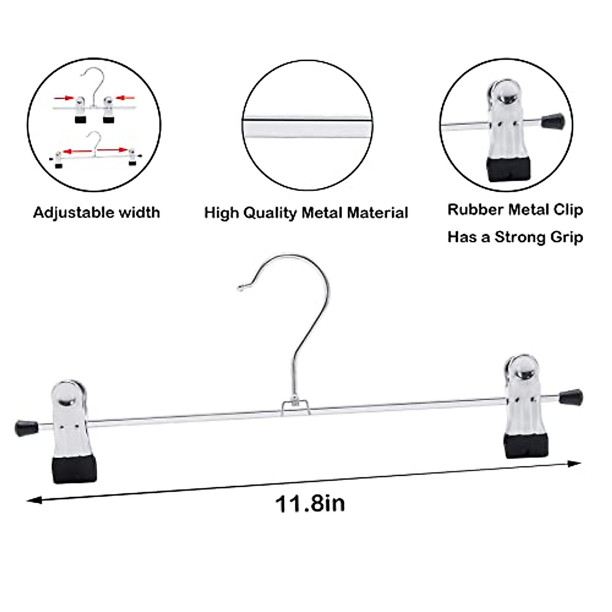 Pants Hangers with Clips 20 Pack Skirt Hangers Adjustable Metal Slack Space Saving Hangers Clothes Hangers Ultra Thin Durable Hangers for Clothes Jeans Pants Skirt Trouser