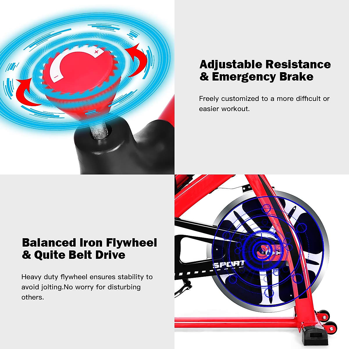 GYMAX Indoor Exercise Bike, Stationary Cycling Bike with Adjustable Resistance & LCD Monitor, Portable Wheels for Easy Transportation, Cardio Workout Training Bike