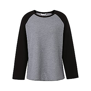 SOLILOQUY Women Crew Neck Oversized Sweatshirt Grunge Graphic Print Color Block Loose T-shirt Blouse Goth Floral Retro Aesthetic Streetwear (Grey, Small)