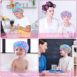 Shower Cap for Kids, 3 Pcs Kids Shower Caps for Girls, Cute Rainbow Hair Cap Wide Elastic Band, Plastic Reusable Waterproof Toddler Shower Cap, Large Bath Cap for Kids Girls Women (Mermaid)