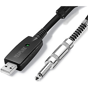 YESPURE USB Guitar Cable,Guitar Bass to USB Link Connection Cable Adapter,Professional Guitar to PC USB Link Recording Cable Lead Adaptor 2.8M/9.2FT