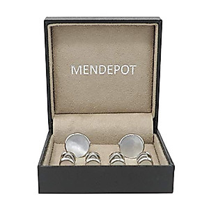 MENDEPOT Classic Formal Wear Shirt Cufflinks And Studs Set With Box Wedding Groom Tuxedo Studs Set Gift (Mother Of Pearl)