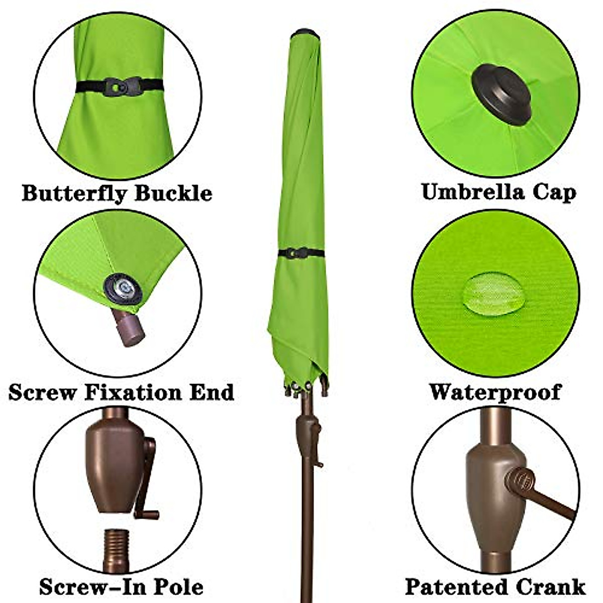 Ogrmar 9 FT Patio Umbrella Outdoor Table Umbrella with Push Button Tilt and Crankfor Terrace, Backyard, Garden, Courtyard, Swimming Pool, Lawn (Pear Green)