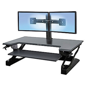 Ergotron – USA Assembled WorkFit-TL Standing Desk Converter, Dual Monitor Sit Stand Desk Riser for Tabletops – 37.5 Inch Width, Black, TAA Compliant