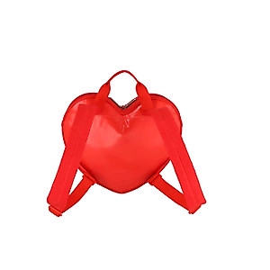 LeSportsac Red Patent Heart Backpack, Style 3863/Color E621, Vibrant Red Patent/Iridescent Heart Shaped Backpack/Top Handle, Adorable Unique Backpack, Modern Red Zipper, Specialty Coated Patent
