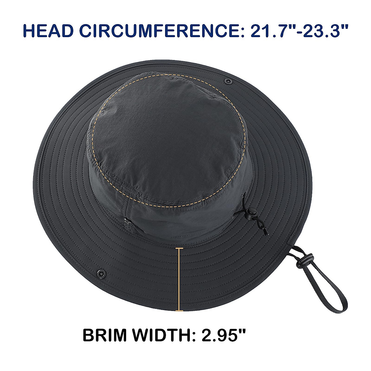 Connectyle Men's Cowboy Sun Hat Wide Brim Fishing Hiking Camping Gardening Hat UV Protection Outdoor Summer Sun Hat Dark Grey