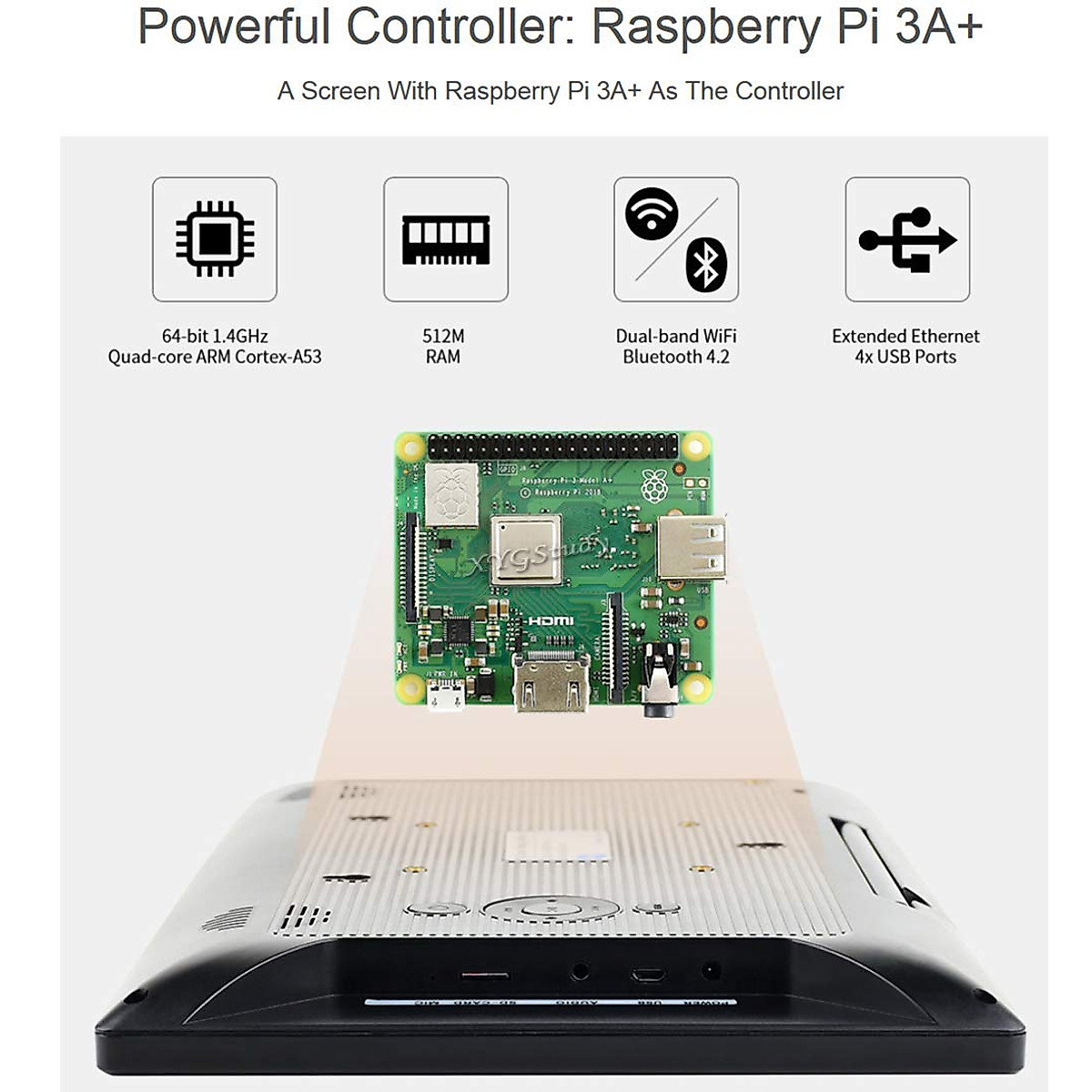 XYGStudy 13.3 inch IPS Display Monitor Capacitive Touch Control Panel Magic Mirror Screen Resolution 1920x1080 Voice Assistant with Raspberry Pi 3 A+ Inside Mini Computer Showing News Weather Time