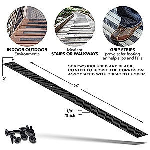 GripStrips Anti-Slip Treads - 8 Pack, Black (32" x 2") - Outdoor Non-Slip Tread Strips - Waterproof Safety Traction Strips for Stairs, Ramps, Boats, Ladders, Wood, Concrete, Metal, Composite