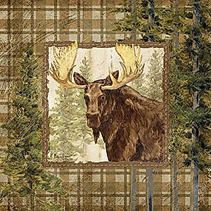 Rustic Cabin Moose Bear and Buck; Lodge Decor; Three 12x12in Brown Framed Prints, Ready to Hang!