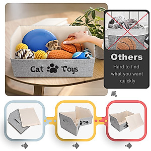 LOVSTORAGE Large Cat Toy Box Cat Toy Storage Basket 2X Thicker Foldable Sturdy Pet Toy Storage Bin Bed for Organizing Pet Toys Treats Clothes and Accessories