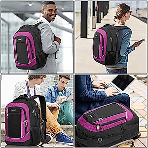 Travel Laptop Backpack for Men and Women, Backpack for School Teen Boys and Girls, Student Bookbag 15.6 inch Laptop Compartment with USB Charging Port and Anti theft Poket, Black