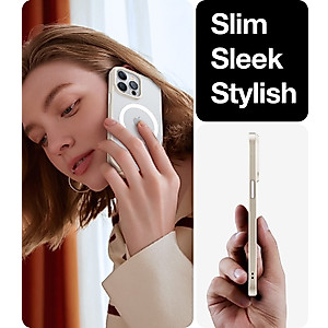 TORRAS Magnetic Designed for iPhone 13 Pro Max Case, [Military Grade Drop Tested] [Compatible with MagSafe] Shockproof Translucent Hard Back Soft Slim Protective Case for iPhone 13 Pro Max, Cream