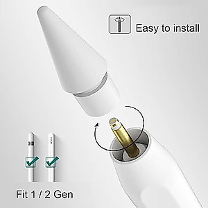 SIXFU Replacement Tips for Apple Pencil 2nd Generation & 1st, Apple Pen Tip with Paper Feel Silence Protector Cover for iPad Pencil 1 & 2 Gen iPencil Nibs(4 Pack)