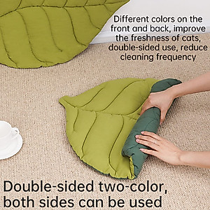 SSDHUA Cat Mattress Leaf Shape Cat Nest Cat and Dog Double-Sided Available Floor Mat Cover Pad Warm and Comfortable Cartoon Cat Bed Indoor Warm Accessories (Leaves)