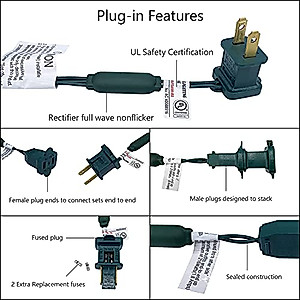 yongzhenlite UL Listed 50 Count 5MM Wide Angle Led Christmas Lights Set,Outdoor Mini Led String Lights for Garden Patio Tree Lighting Decoration,17 Feet Green Wire (Multi-Colored)