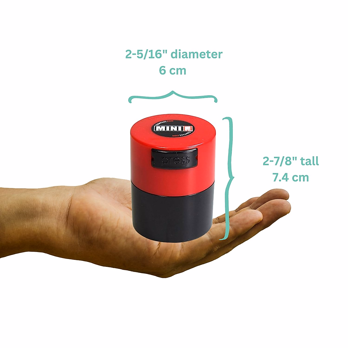 Minivac - 10g to 30 grams Vacuum Sealed Container - Red Cap & Black Body