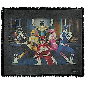 LOGOVISION Power Rangers Blanket, 50"x60" Stance Woven Tapestry Cotton Blend Fringed Throw