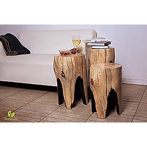 Tree Stump Coffee Tables (Set of 3), Small Wooden Tea Tables, Log Furniture, Rustic Side Tables, Log Stools, Wooden Side Tables