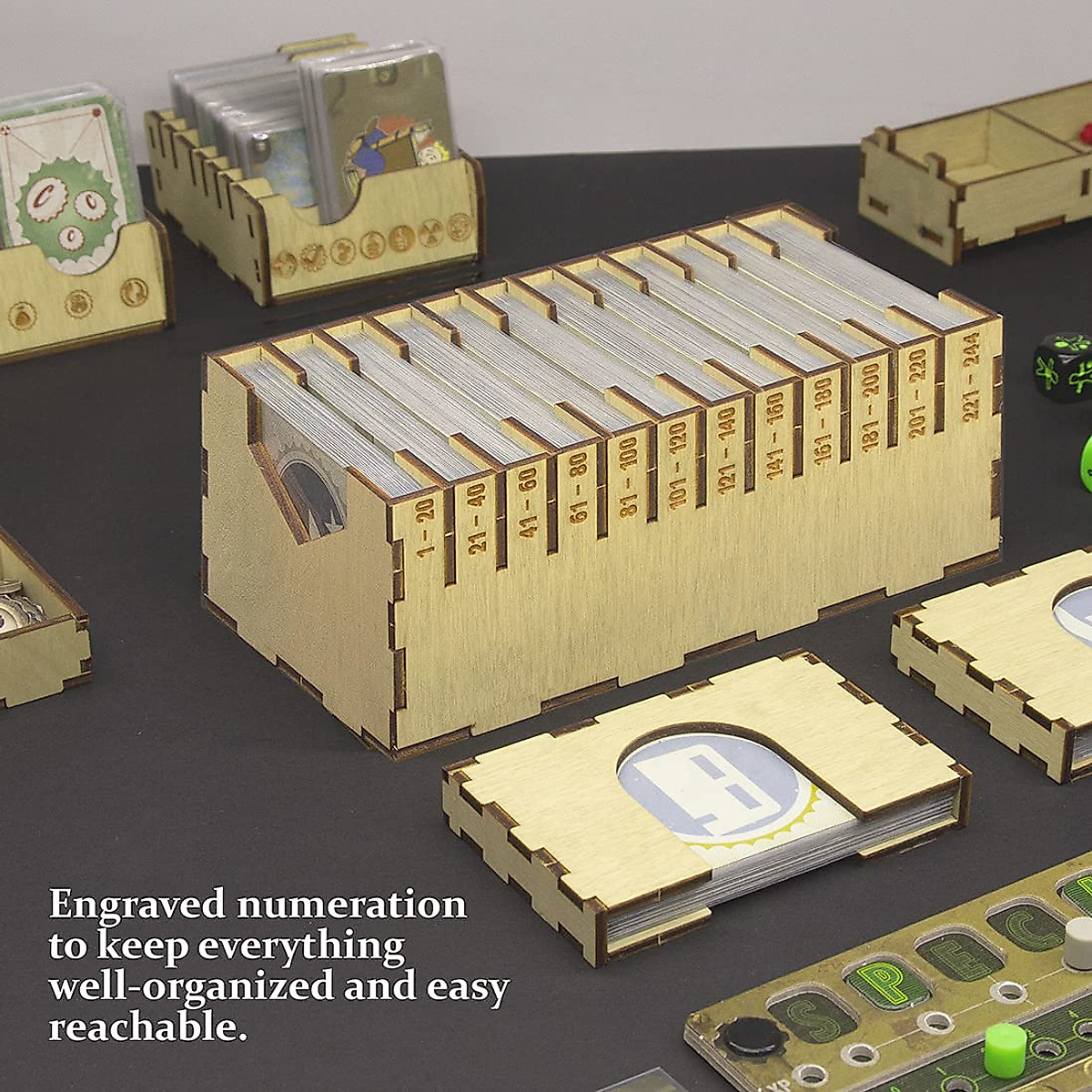 SMONEX Organizer Box Compatible with Fallout New California Board Game and Fallout Atomic Bonds Expansions - Insert Fits The Original Box - Board Game Organizer with Engraved Design