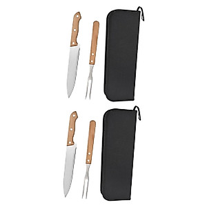 GANAZONO 2 Sets Barbecue and Fork Tools Travel kit Stainless Steel Flatware kit Barbecue Cutter Grilled Serving Fork Brisket Slicing Grill Tool kit BBQ Barbecue Grill Fork