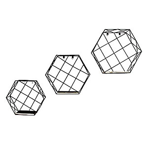 Admired By Nature Wall-Mounted Metal Wire Hanging Storage Shelves, A. Black