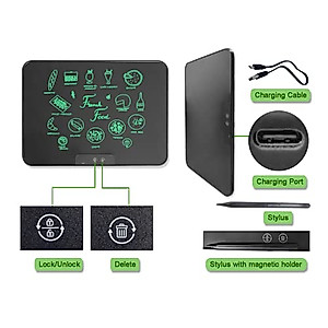 Huge LCD Writing Tablet 4 Adult & Kid, 22 Inch Standalone Bulletin & Message Board 4 Business & Home, Rechargeable Electronic Doodle & Drawing Pad with 2 Pens, Learning Toy, Holiday or Birthday Gift