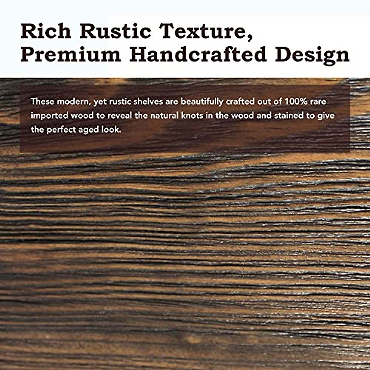 Willow & Grace Tom 24-Inch Display Decor Floating Wood Shelves with Iron Corners for Kitchen, Bedroom, & Living Room Spaces, Dark Walnut (4 Pack)