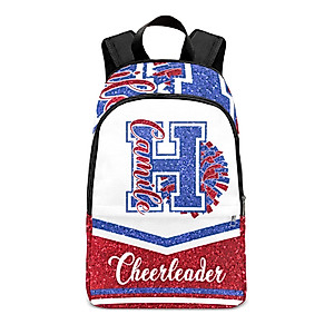 Yeshop Cheerleader Blue Red Personalized Backpack for Teen Boys Girls,Custom Travel Backpack Bookbag Casual Bag Name Gift
