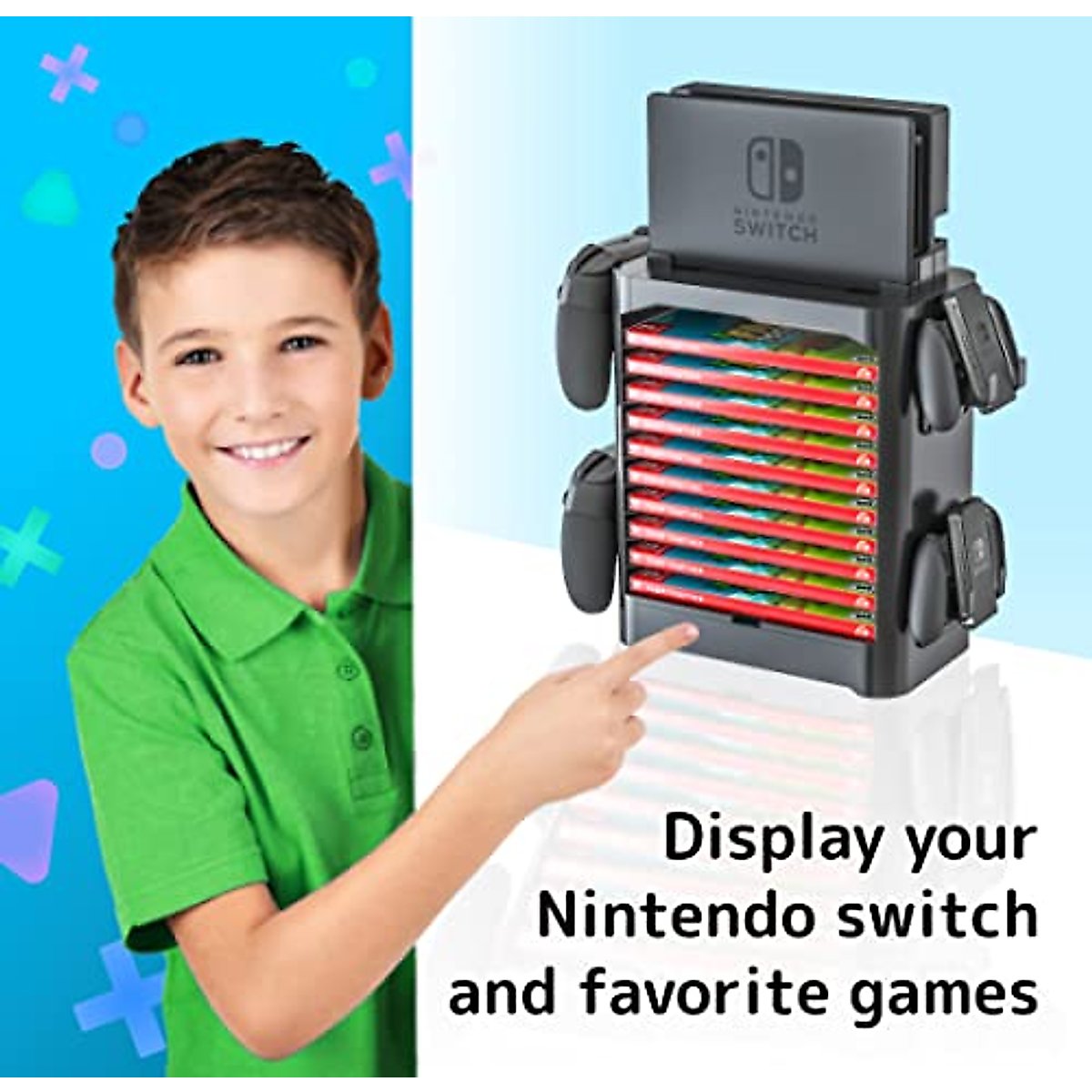 Skywin Game Storage Tower for Nintendo Switch - Nintendo Switch Game Holder Game Disk Rack and Controller Organizer Compatible with Nintendo Switch and Accessories