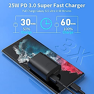 USB C Wall Charger, 25W Super Fast Charger Type C Charger Block for Samsung Galaxy S23/S23 Ultra/S23+/S22/S22 Ultra/S22+/S21/S20/Note 20/Note 10//10 Plus,Z Fold 3 5G/Flip 4/3