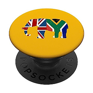 South Africa Elephant Ideas Kids & UK South African Flag PopSockets Swappable PopGrip