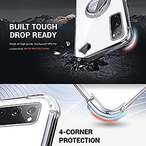 Silverback Galaxy S20 FE 5G Case Clear with Ring Kickstand, Protective Soft TPU Shock -Absorbing Bumper Shockproof Phone Case for Samsung Galaxy S20 FE 5G -Clear