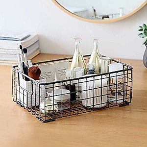 Kingrol 2 Pack Wire Storage Baskets with Handles, Metal Organizer Basket Bins for Home, Office, Nursery, Laundry Shelves Organizer