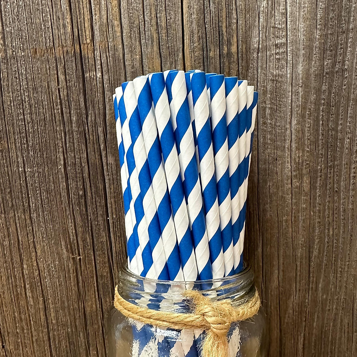 Striped Paper Straws - Navy Blue White - 7.75 Inches - Pack of 50- Outside the Box Papers Brand
