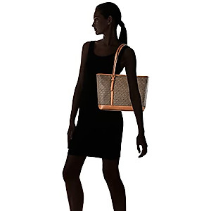 Michael Kors Jet Set Small Zip Top Shoulder Tote Handbag Brown Signature