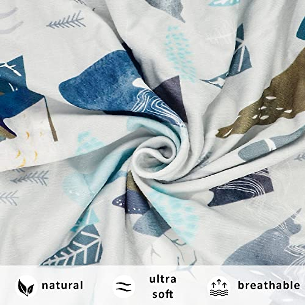 Baby Bassinet Sheet for Boys and Girls, Cradle Mattress Sheet, Polyester Baby Bedside Cover, Universal for Rectangle, Oval, Hourglass Bassinet Mattress, Soft & Breathable, 2 Pack, Mountain & Pine