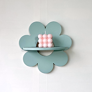 cozifycasa Flower Floating Shelves for Wall Shelf Wood Small Cute Shelf for Kids Girls Room Bathroom Bedroom Game Room (sage Green)