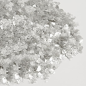 Natural Colored Mica Flakes,Gilding Flakes,Mica Flakes Glitter,Mica Flakes Leaf,Chunky Glitter Irregular Chips for Nail Arts Epoxy Resin Crafts Jewelry Making 2-4mm 120g (Pure White)