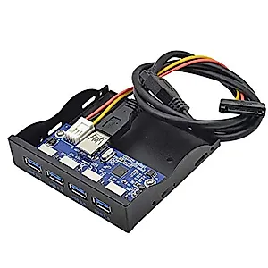 Cablecc USB 3.0 HUB 4 Ports Front Panel to Motherboard 20Pin Connector Cable for 3.5" Floppy Bay