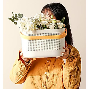 ALINK Plastic Shower Caddy Basket with Handle, Portable Bathroom Storage Organizers Cleaning Caddy for Bath Toy, Kitchen, College Dorm - Yellow