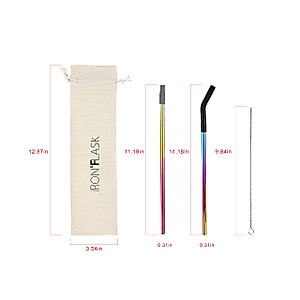 IRON °FLASK Reusable Straws - 6 Stainless Steel or Plastic Straw w/Bendy Silicone Tips, 3 Cleaning Brushes & Travel Case - Drinking Straw for Water Bottles,Tumblers & Thermos - Dishwasher Safe