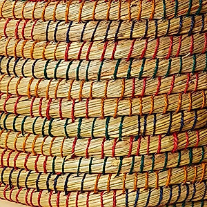 Woven Storage Bangladesh Large Colorful Handwoven Kaisa Jute Basket with Lid